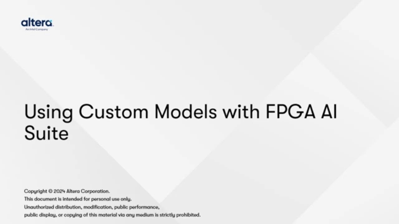 Using Custom Models With Fpga Ai Suite Youtube