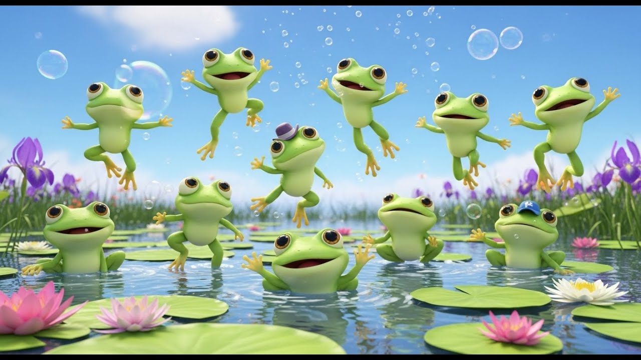 Ten Little Frogs Jumping High | Nursery Rhyme Song for Kids - YouTube
