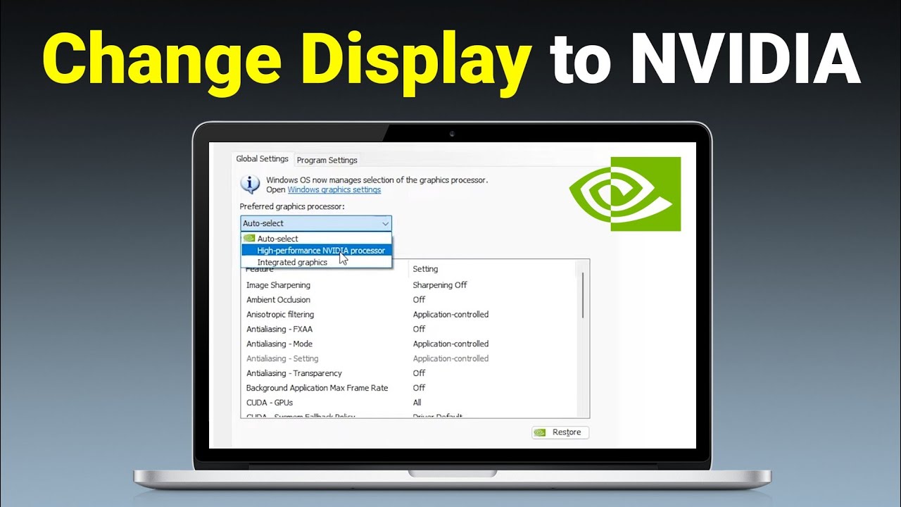 How to Change Laptop Display to NVIDIA Graphics Card - YouTube