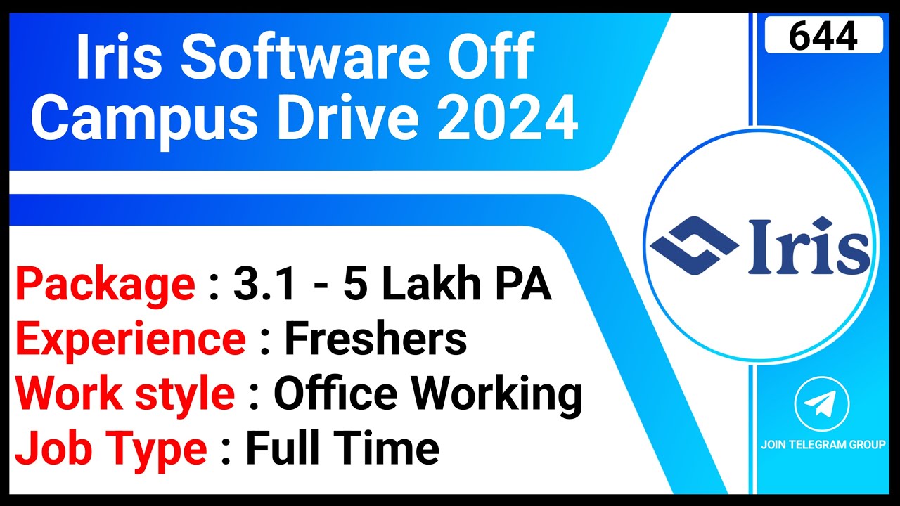 Iris Software Off Campus Drive 2024 | Package 3.1 - 5 Lakh PA ...