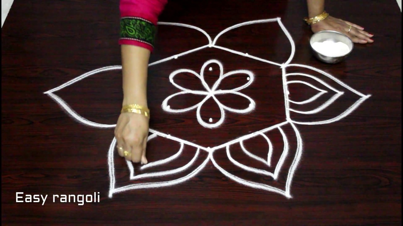 beautiful and creative rangoli designs with 5 dots without color ...