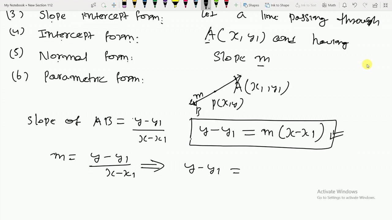Straight lines -Different form of a st line-11th,jee part-3. - YouTube