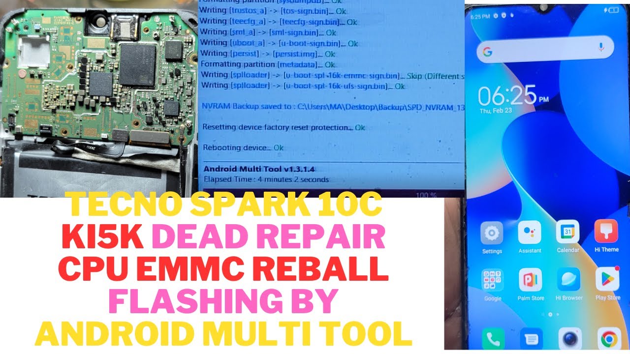 Tecno spark 10c ki5k dead repair cpu emmc reball flashin - YouTube