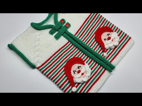 YENİ YIL YELEĞİ NOEL BABA FİGÜRLÜ YELEK MODELİ Santa Claus knit Christmas