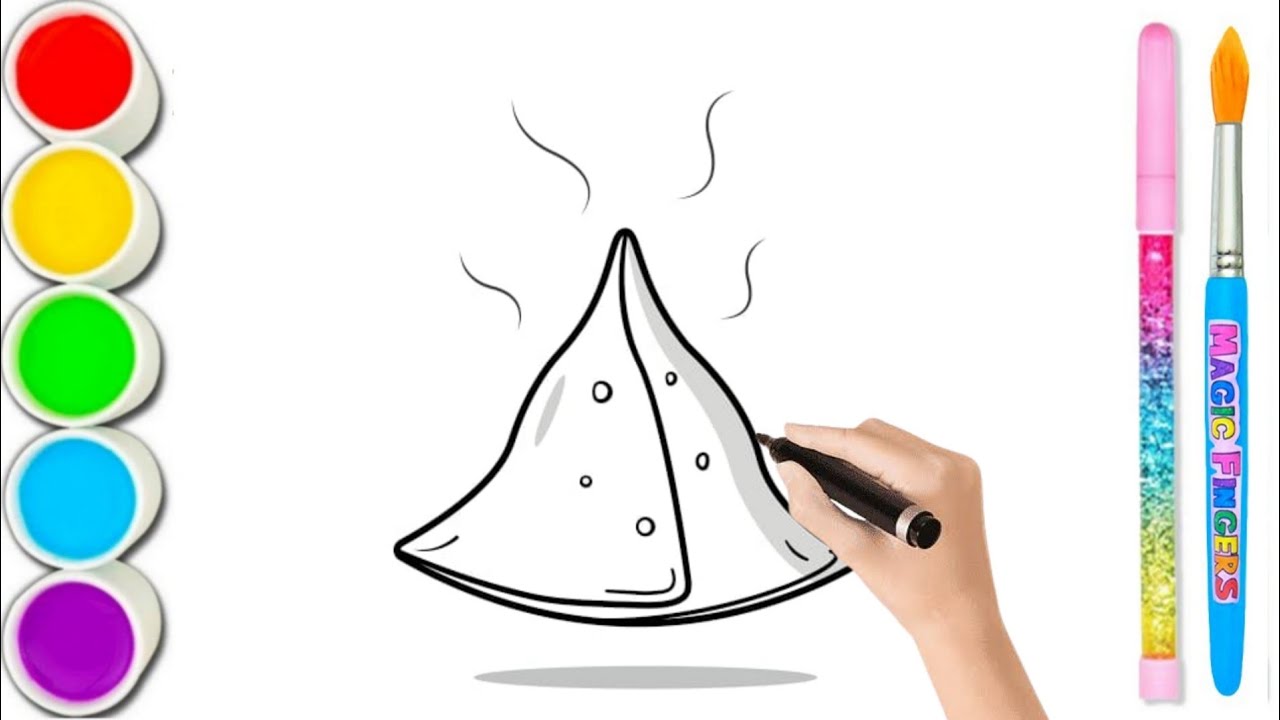 Samosa Drawing, Painting & Coloring For Kids and Toddlers_ Child Art ...