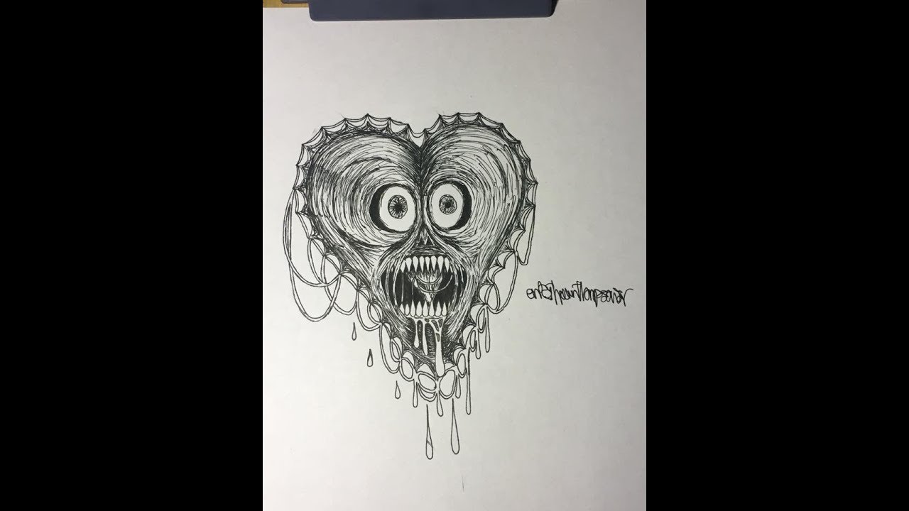 The Love Monster” My first scary ink drawing. - YouTube