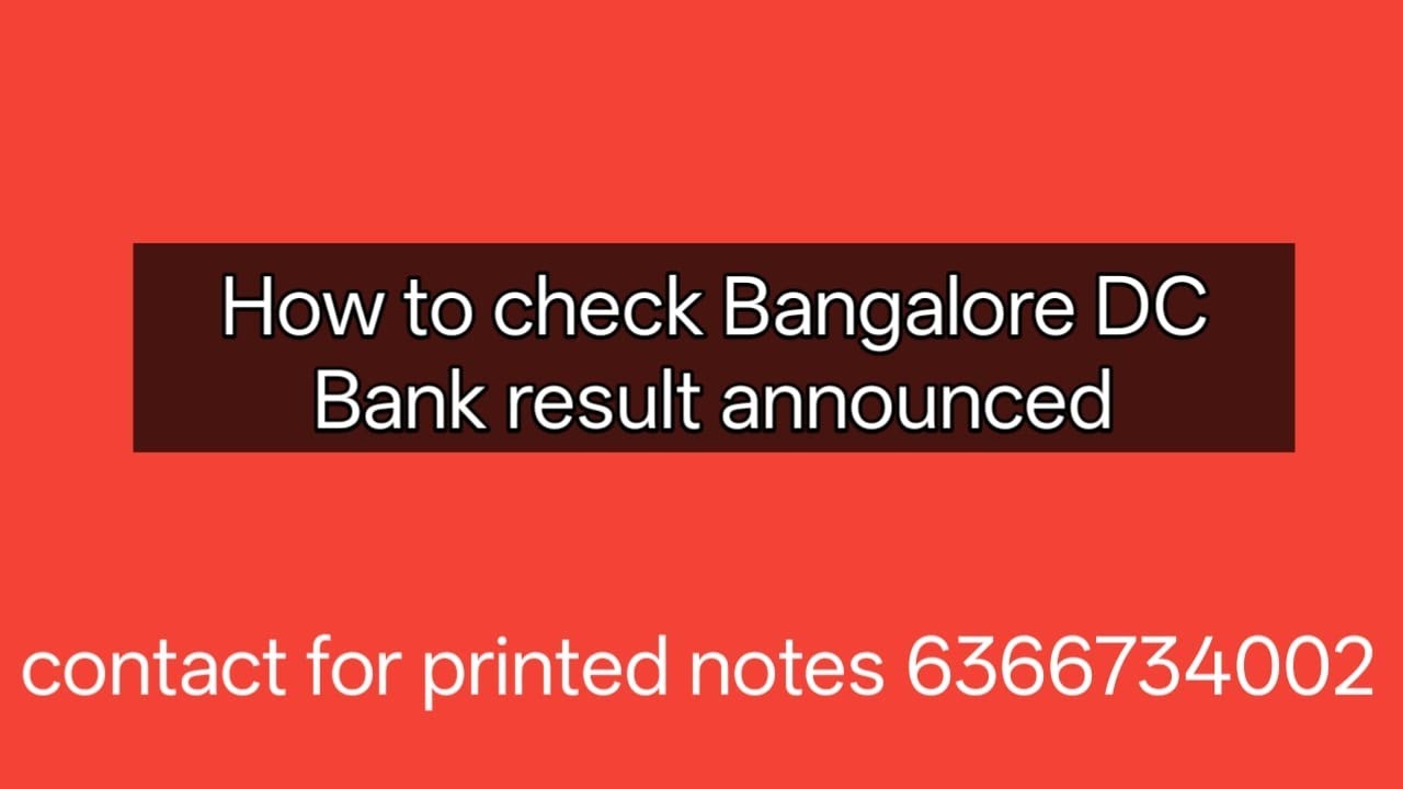 how to check Bangalore city co operative Bank result announced - YouTube