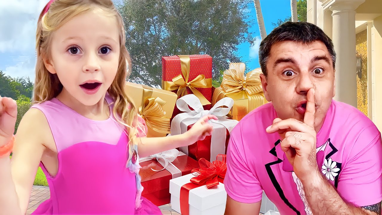 Nastya and Stacy compete with each other and get gifts from Dad ...