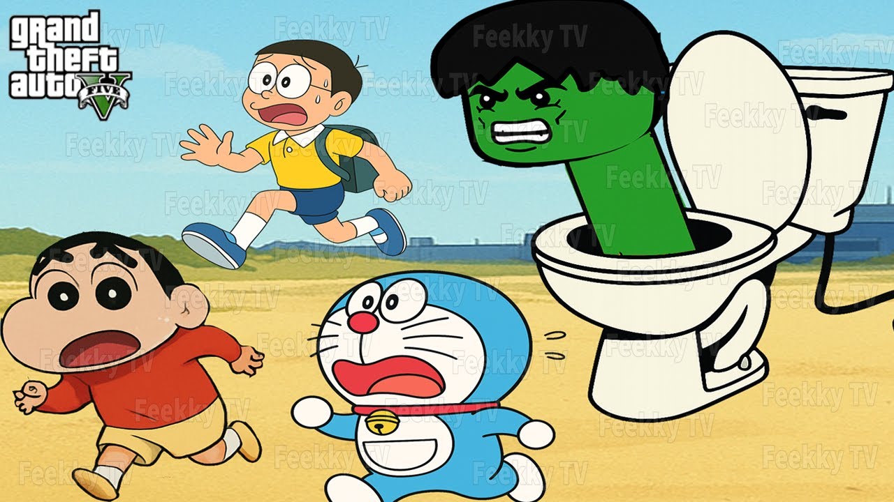 Shinchan & Nobita with Doraemon & Spiderman : Monster Skibidi Toilet ...