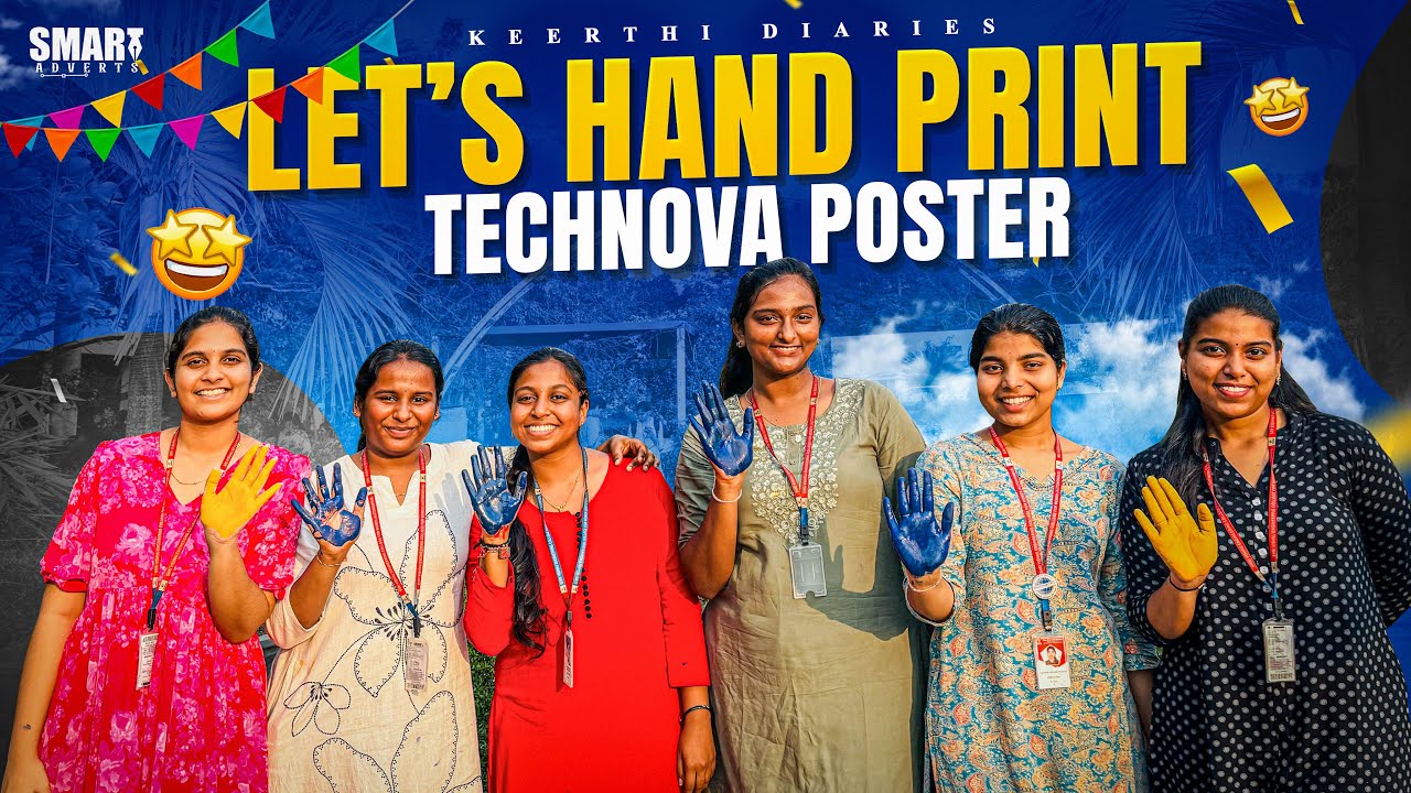 Let’s Hand Print Technova banner🎨😍| college fest ki hand print తో ...