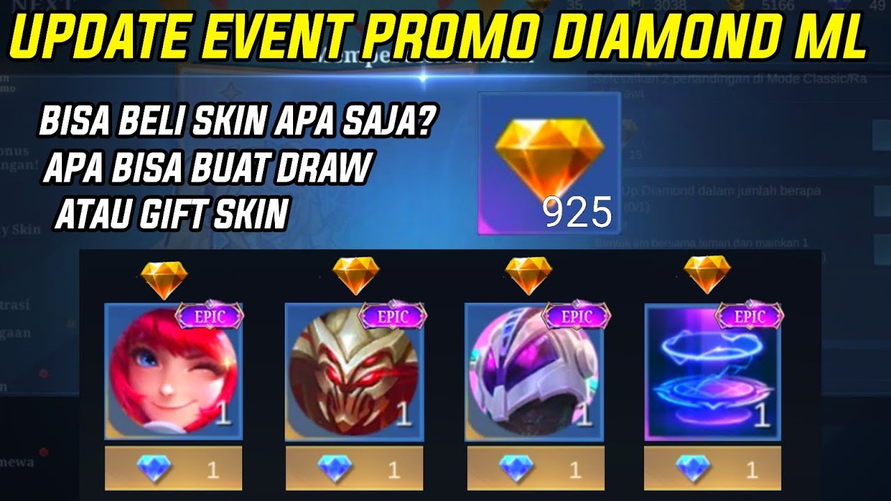 EVENT PROMO DIAMOND! PROMO DIAMOND BISA BUAT BELI APA AJA? SKIN EPIC 1 DIAMOND RECALL TAS TAS 1 ...