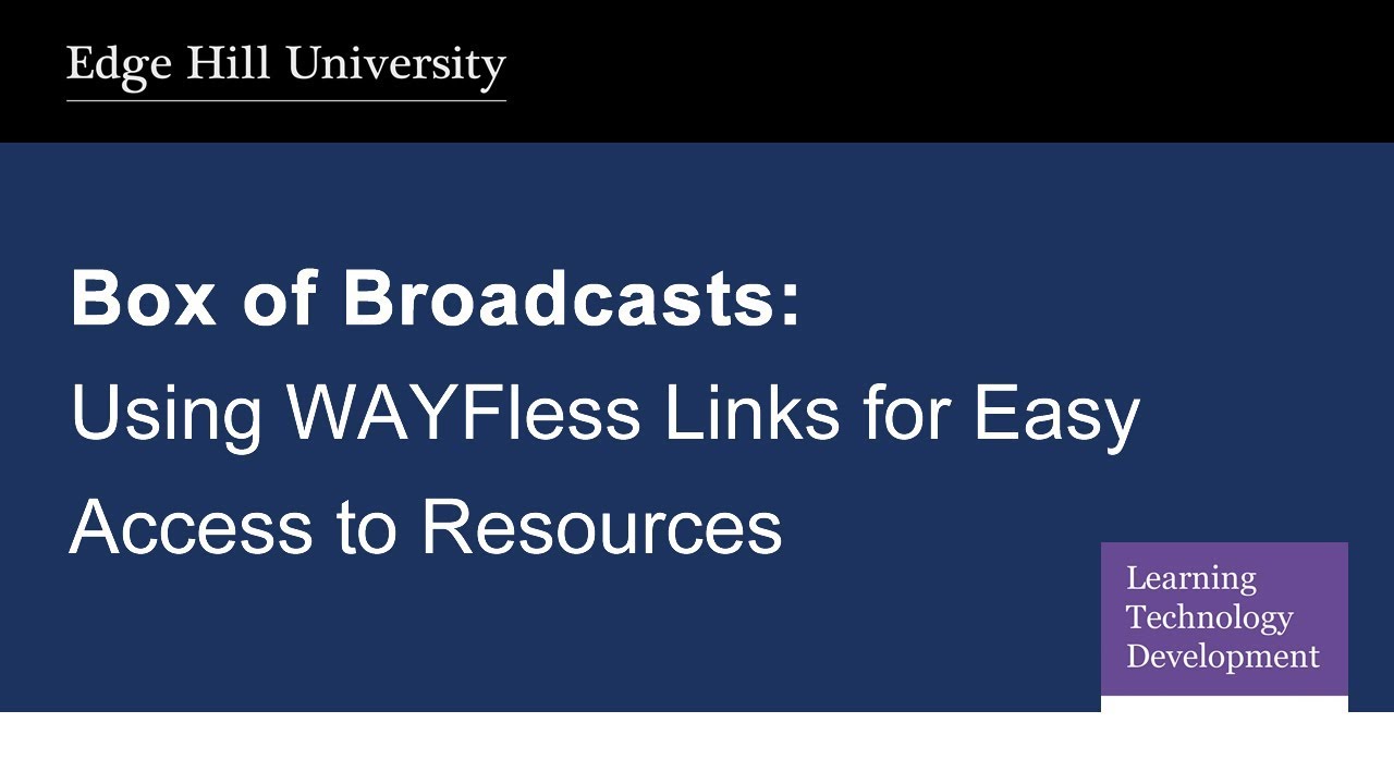 Box of Broadcasts: Using WAYFless Links for Easy Access to Resources ...
