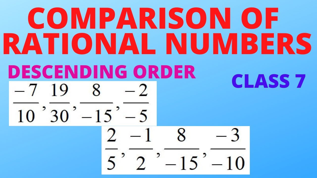 Arrangement of rational numbers in descending order class 7 - YouTube