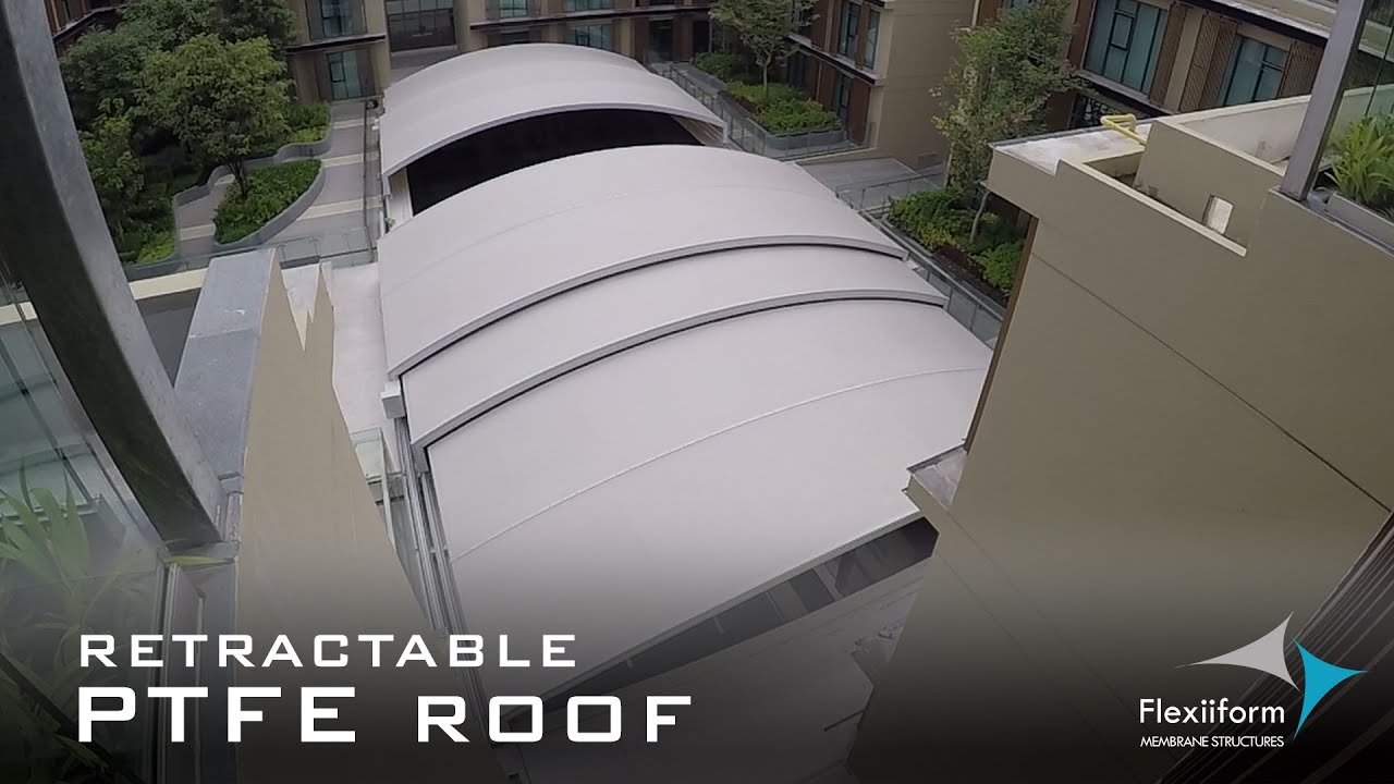 PTFE Retractable tensile fabric roof | Mái che bạt căng PTFE tự động ...