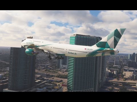 Boeing 747 makes a smooth landing at MIAMI International Airport - YouTube