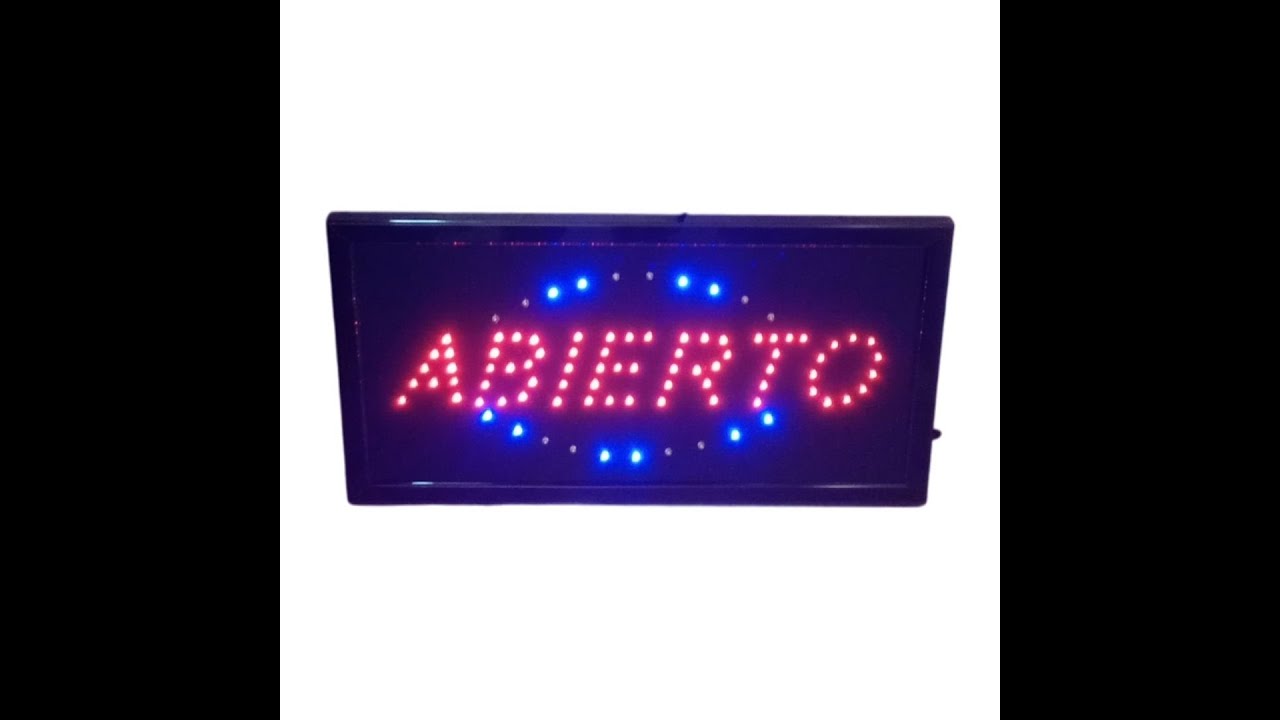 Cartel Luz Led Alta Luminosidad Abierto Farmacia Sube Kiosco - YouTube