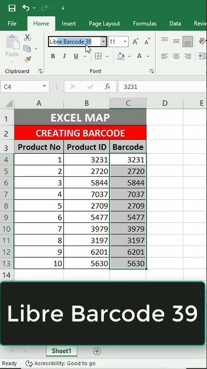 How to Create Barcode in Excel | MS Excel Tutorial - YouTube