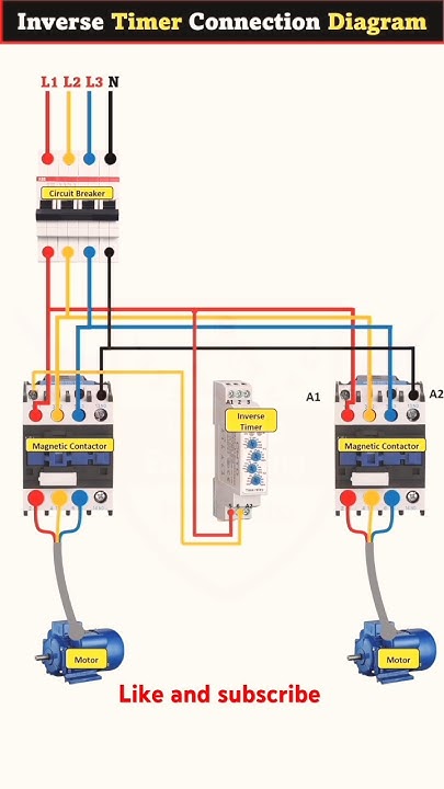 rangkaian inverse timer dengan menggunakan 2 kontaktor dan 2 motor listrik #motorlistrik #3phase ...