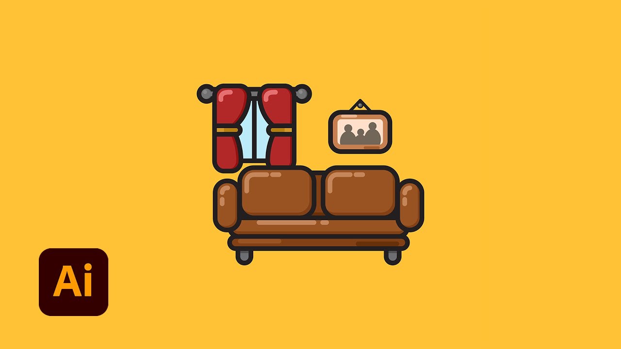Drawing a Living Room (Adobe Illustrator CC Speed Vector Art) - YouTube