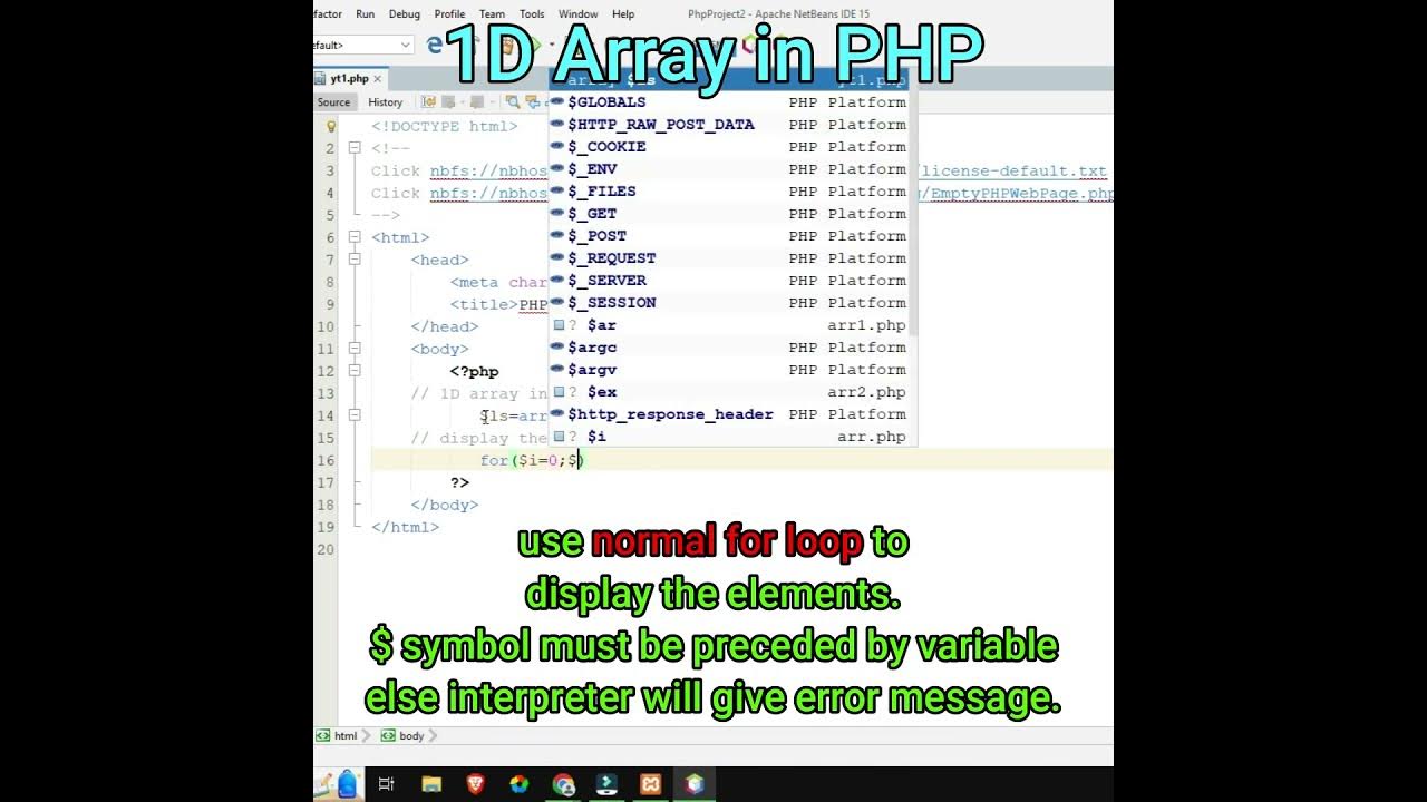 Array in PHP | Array in PHP using for loop #shorts - YouTube