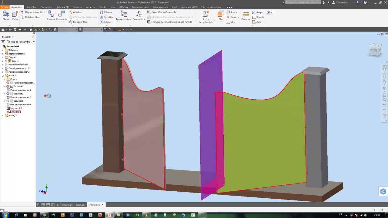 Tuto-73 Autodesk Inventor La symétrie (débutant) - YouTube