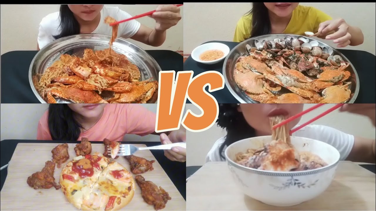 ASMR ,EATING SEAFOOD ,MUSHROOM ,NOODLES ,VS ,FRIED CHICKEN ,CRABS ...