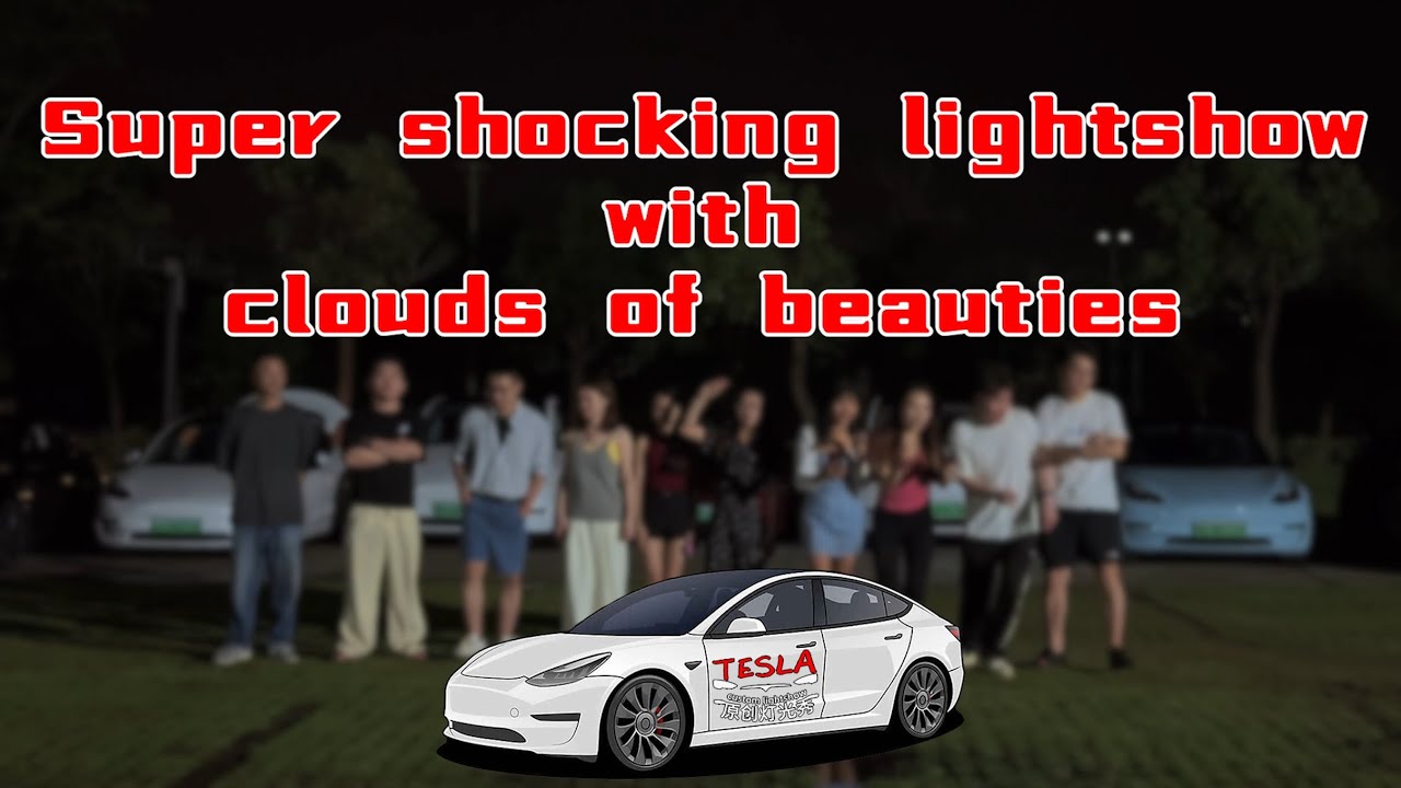 Super shocking Tesla light show with clouds of beauties #tesla # ...