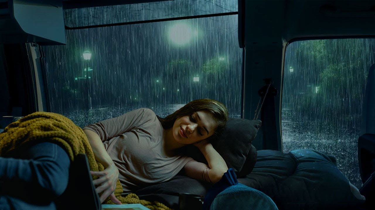 Deep Sleep with Rain by the Camping Car Window in the Foggy Forest ...