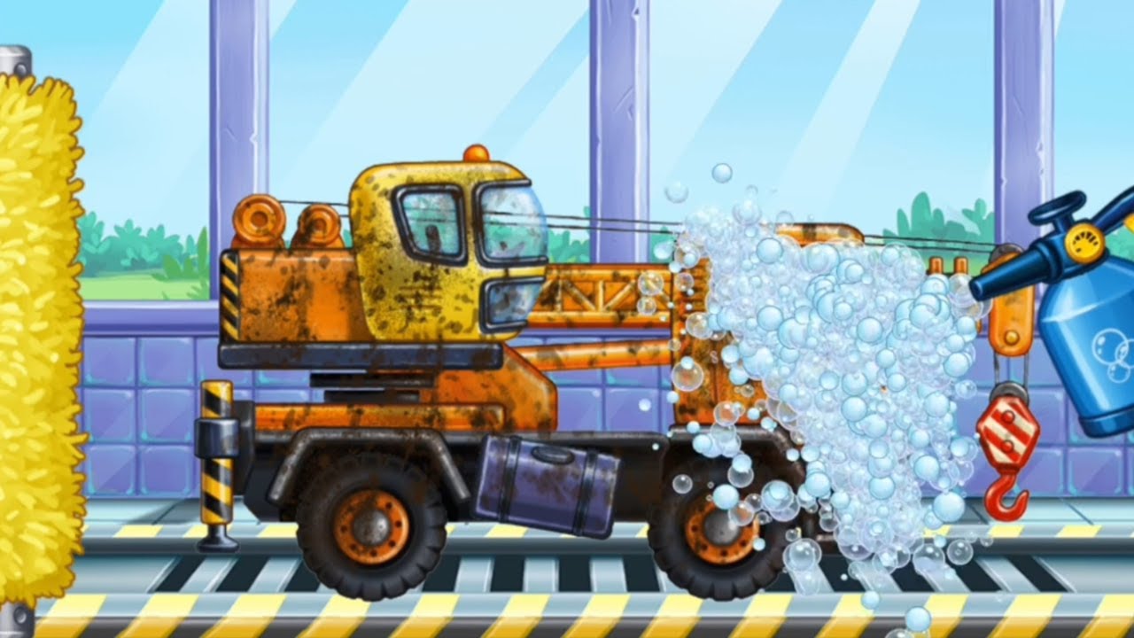 car wash cartoon I washing compilation I construction vehicles for kids ...