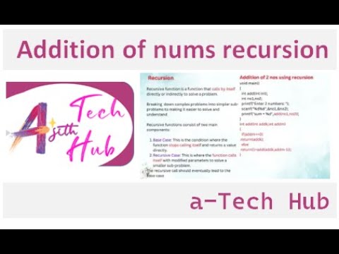 recursive function to add two numbers in c | malayalam - YouTube