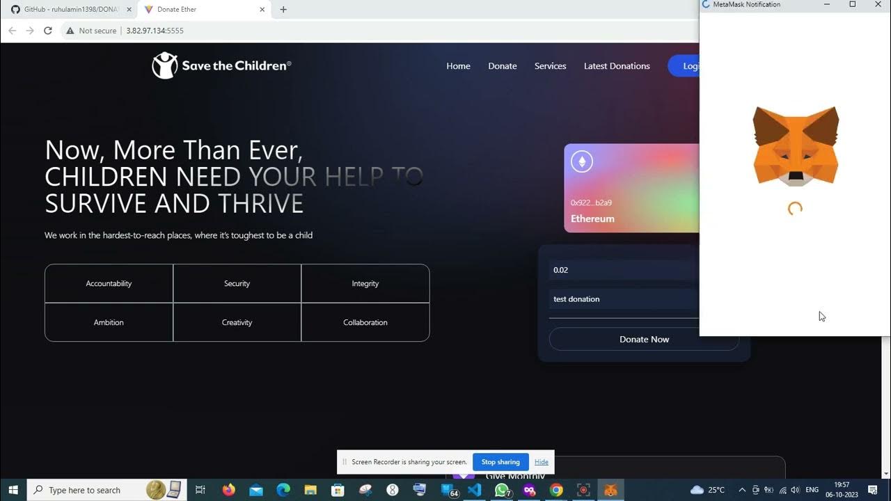 Blockcahin donation Projects | send ethereum | etherjs | reactjs - YouTube