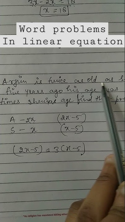 word problems... linear equation in one variable - YouTube