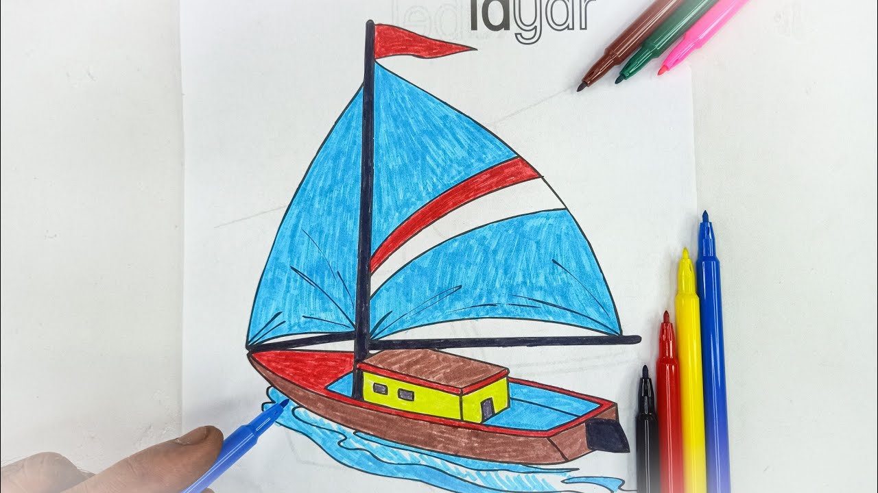 Cara Mewarnai Gambar Perahu Layar - YouTube