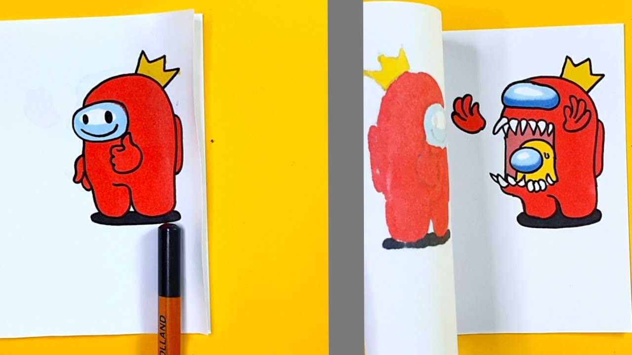 AMONG US TRANSFORMATION DRAWING - Easy Flipbook Animation Cards ...