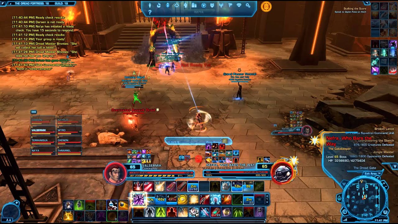 SWTOR - Dread Fortress 8HM - 1st boss (Nefra, Who Bars the Way) - YouTube