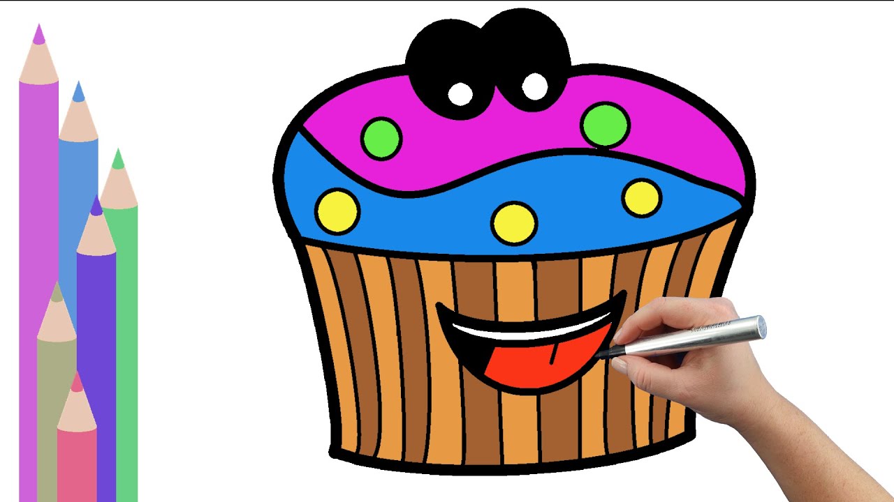 Lachenden Muffin zeichnen und malen mit Musik für Kinder - YouTube
