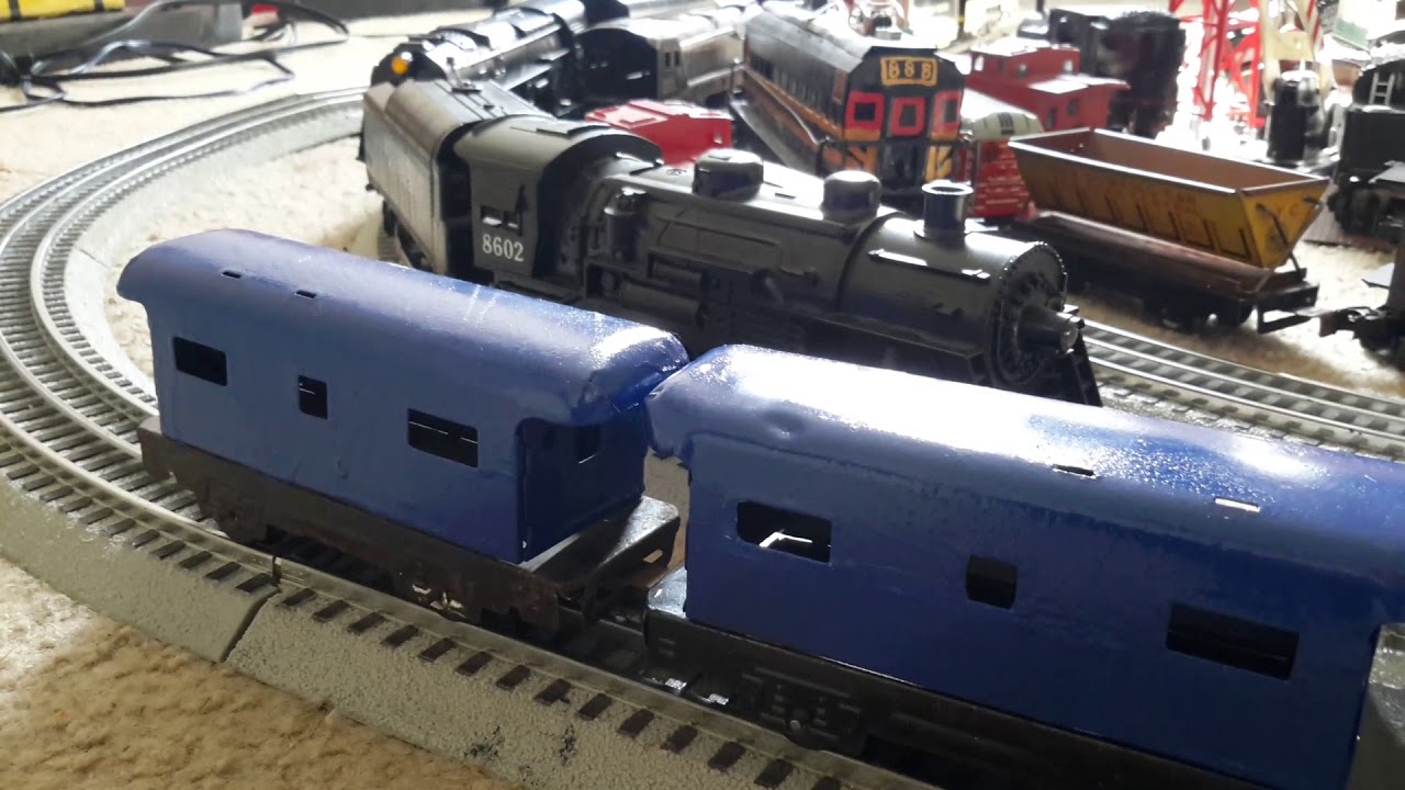 Custom Marx blue passenger cars - YouTube