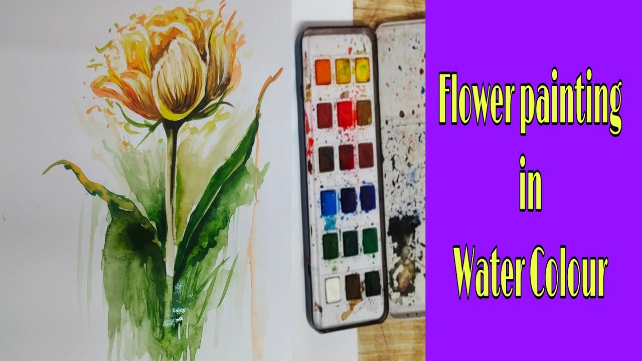 Flower in water colour step by step /Flower painting / Easy water ...