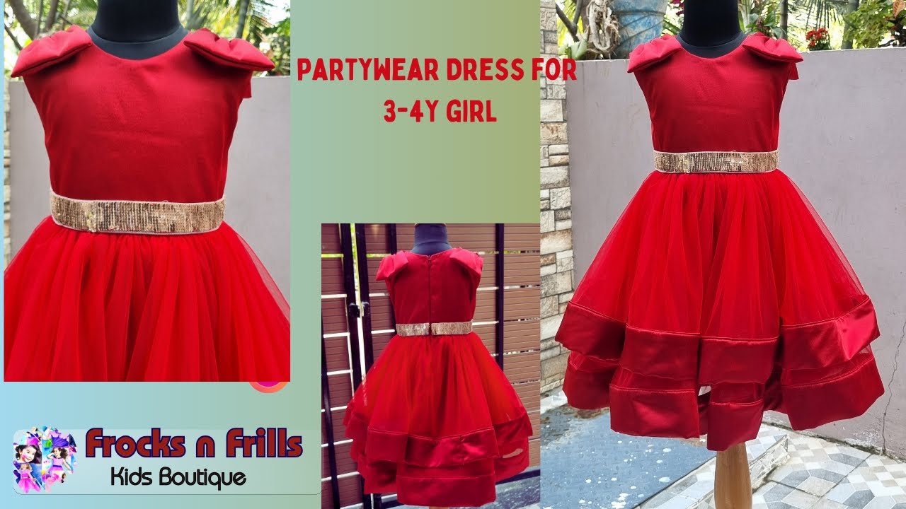 Elegant Ball Dress: DIY Red Double-Layer Frock with Sequin Lace & Bows ...