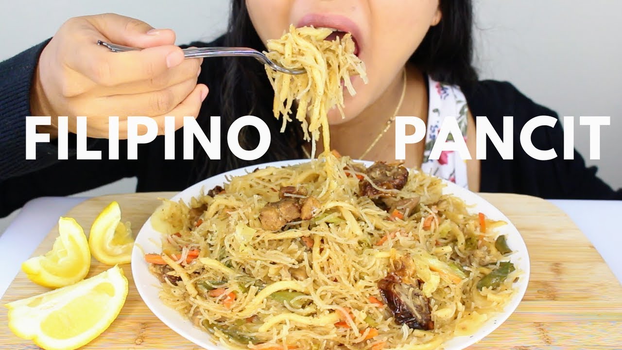 ASMR Filipino Pancit or NOODLES Eating Sounds and Whispering - YouTube