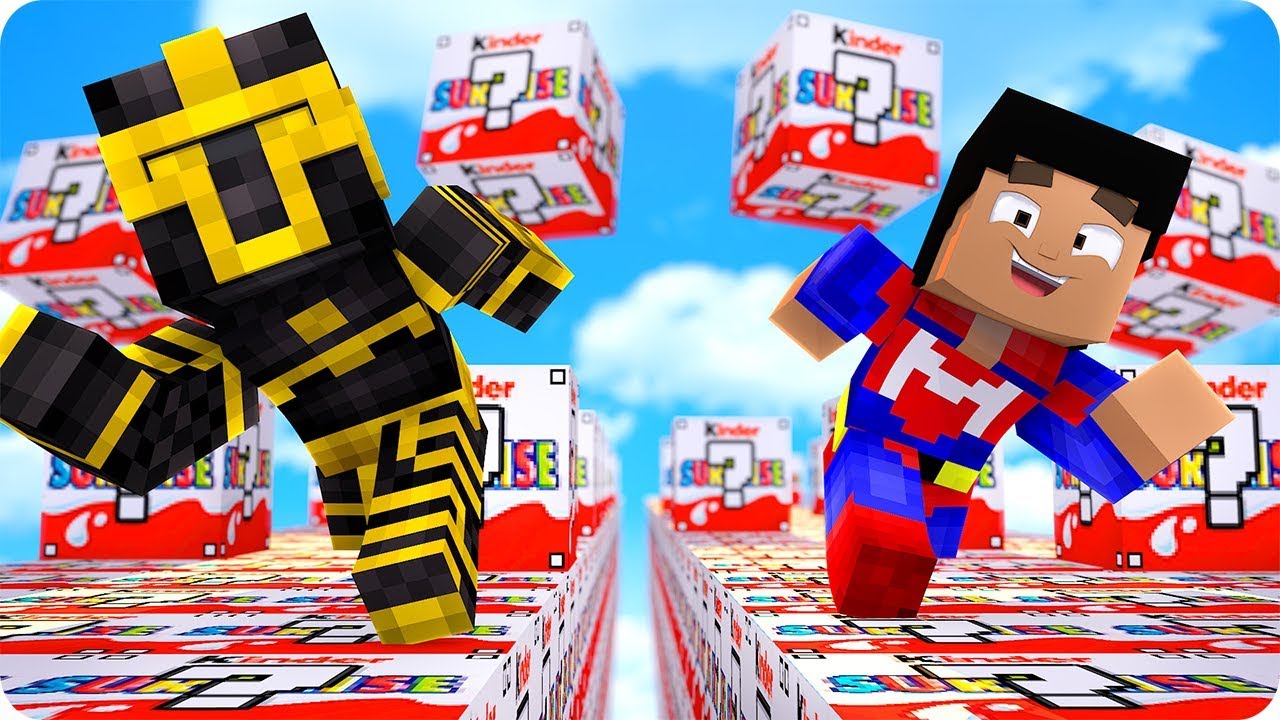 CARRERA DE LUCKY BLOCKS DE KINDER EN MINECRAFT 😱 - YouTube