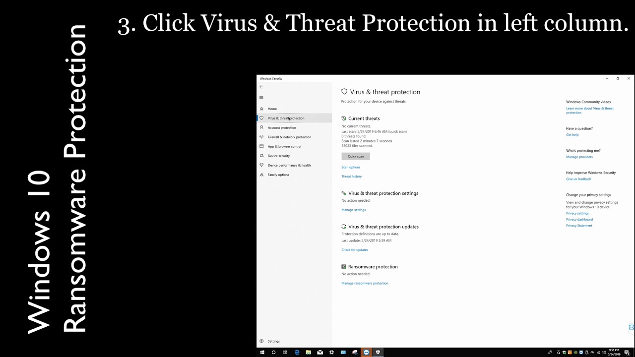 Windows 10 Security - Turning on Ransomware Protection - YouTube