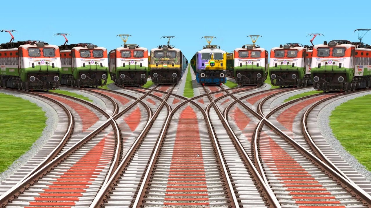 EIGHT TRAINS PASSING BY BUMPY RAILROAD TRACKS ||@TRAINS_CROSSING595 ...