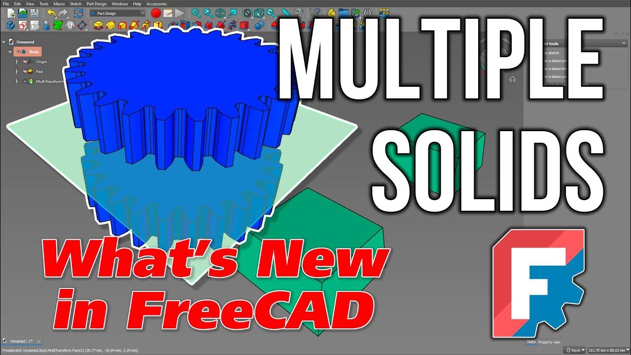What’s New in FreeCad – Multiple solids in PartDesign Body - YouTube