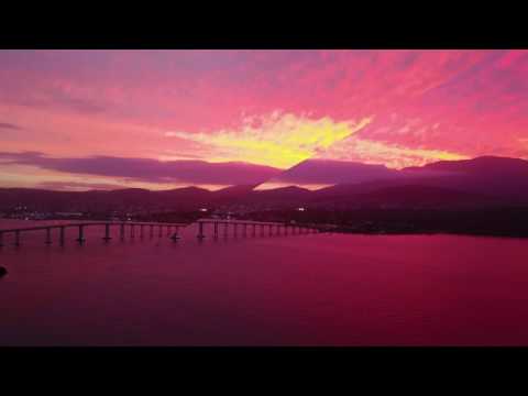 Smokey Sunset over Hobart from a DJI Mavic