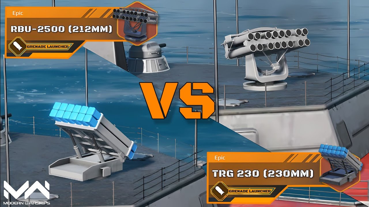 New GL TRG-230 (230mm) VS RBU-2500 (212mm) | Grenade Launchers Comparison | Modern Warships ...