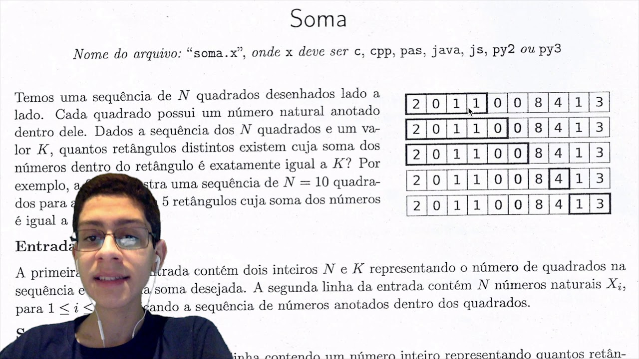 Resolução Parcial Soma - OBI 2019 - Nível 2 - YouTube