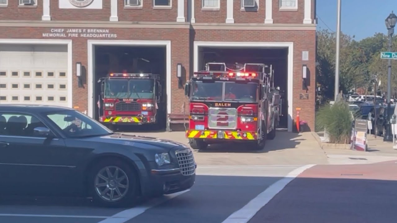 Salem Fire Department | Engine 1 and Tower Ladder 2 responding - YouTube