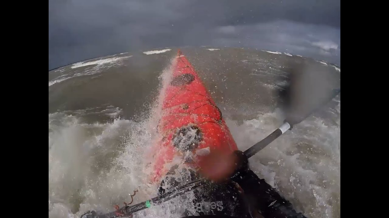 Kayaking in storm 32+m/s wind (62knots) - YouTube
