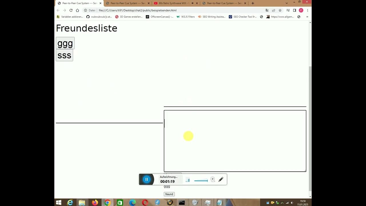 PEERJS Beispiel Peer-to-Peer Cue System (2) - YouTube
